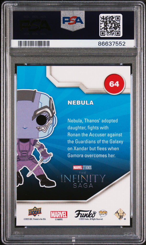 2023 UPPER DECK FUNKO POP MARVEL NEBULA PLATINUM #64 PSA 10 | 7 Bucks a Pop