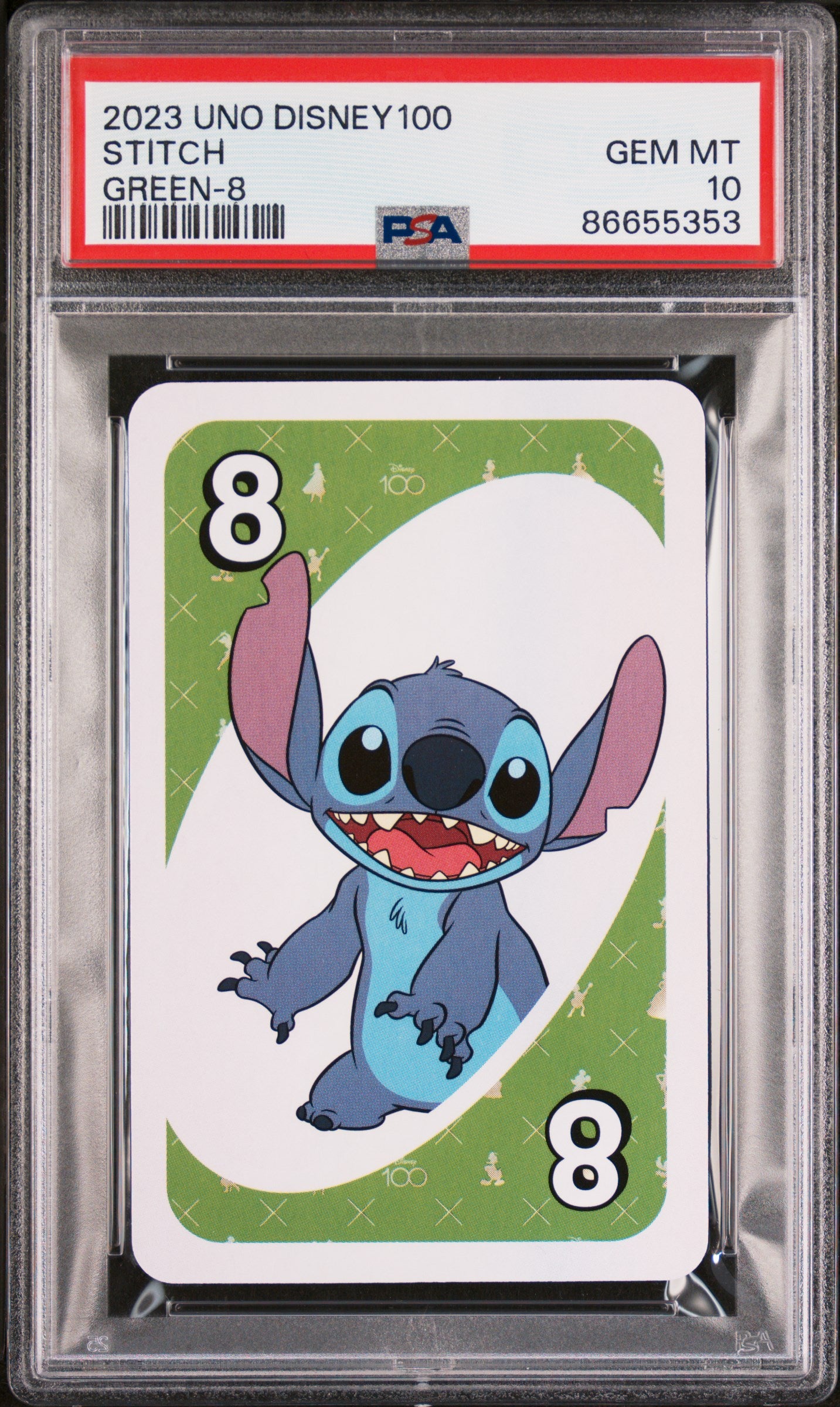 2023 UNO DISNEY 100 STITCH GREEN 8 PSA 10 | 7 Bucks a Pop